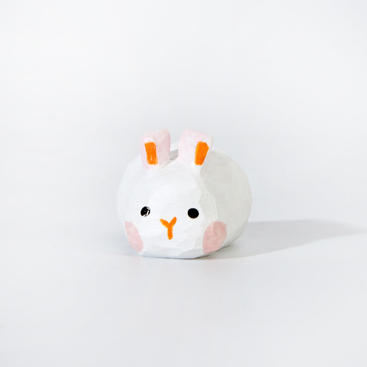 Rini Carved Wooden Round Rabbit with Rosy Cheeks – Mokuomo
