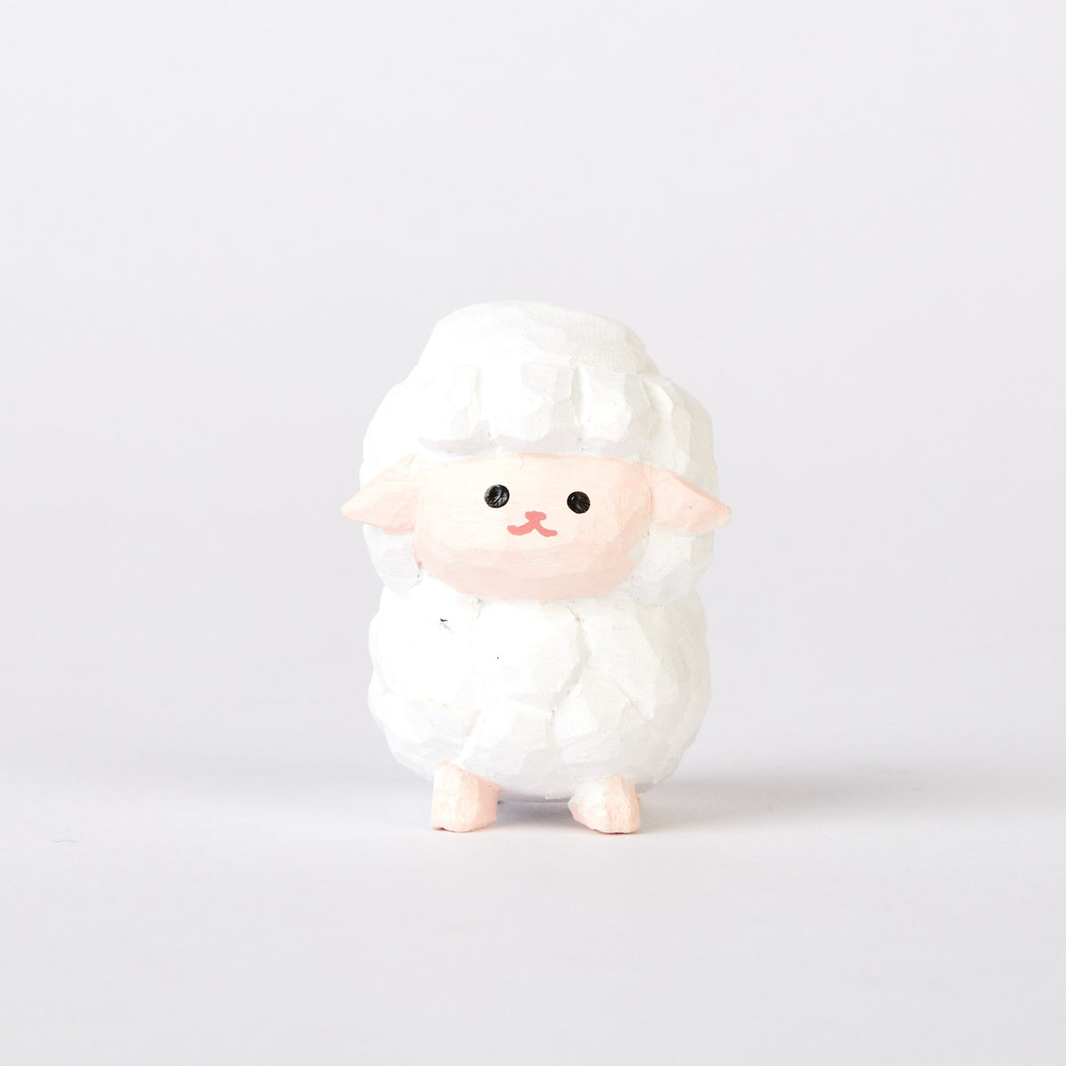Gigo Carved Wooden Fluffy Little Goat with a Gentle Smile – Mokuomo
